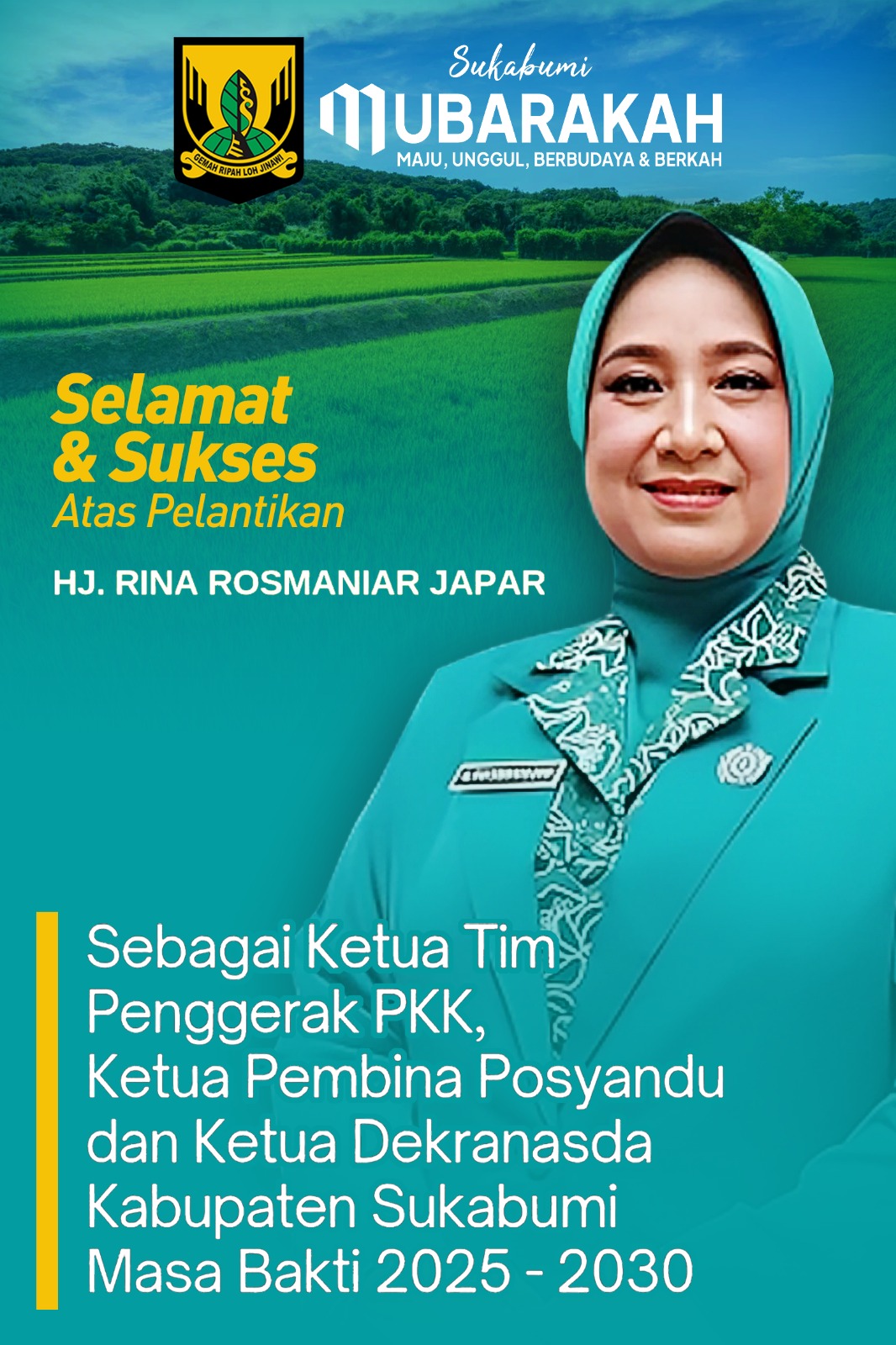 Selamat Dan Sukses Atas Pelantikan Hj. Rina Rosmaniar Japar Sebagai Ketua Tim Penggerak PKK ...